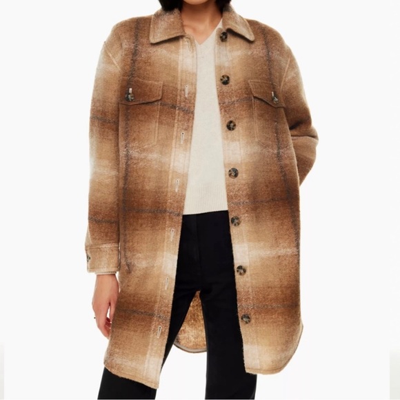 Aritzia | Jackets & Coats | Aritzia Wilfred Ganna Plaid Jacket Shirt ...